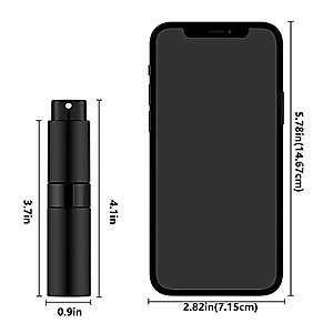 Lil Ray 8ml Portable Mini Perfume Atomizer, Refillable Empty Small Spray Bottle for Travel, Twist Tpye Pocket Cologne Sprayer (Matte Black)
