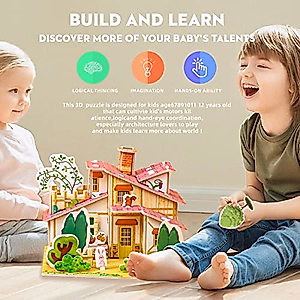 KEENTAME 3D Puzzles Gift Set for Kids DIY Jigsaw Toys Paper and EPS Foam Board and Adults Fun and Creative DIY Model Building kit for Kids Toys for Girls and Boys. (House Series (12 Sets))
