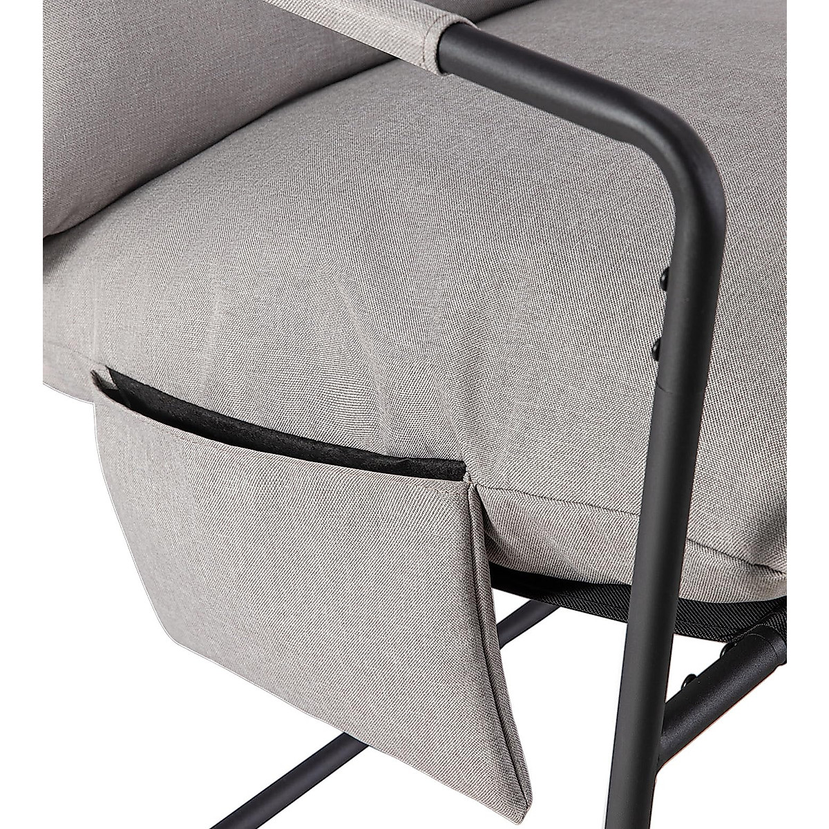 Cfvyne Modern Accent Chair - Simple Metal Framed Armchair, Soft 35D Shredded Foam Cushion Upholstered Comfy Relaxing Chairs for Living Room Bedroom Reading Corner Single Sofa (big size, light brown)