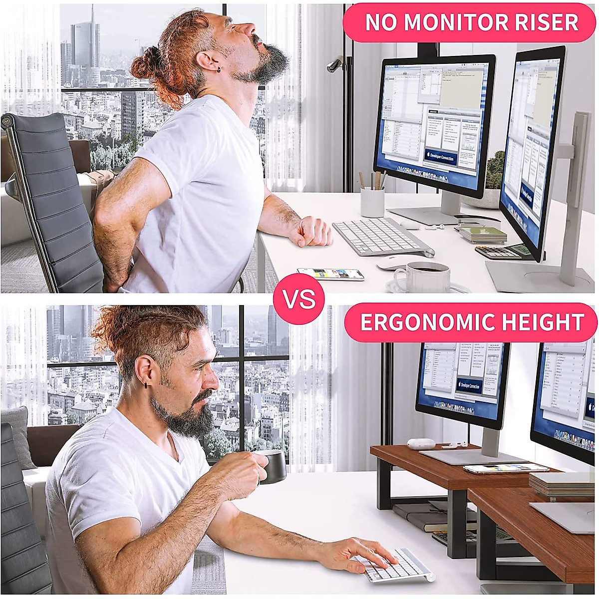 WESTREE Monitor Stand Riser, Desktop Computer Monitor Stand, Multi-Purpose Desk Storage Organizer Shelf for Laptop Computer PC