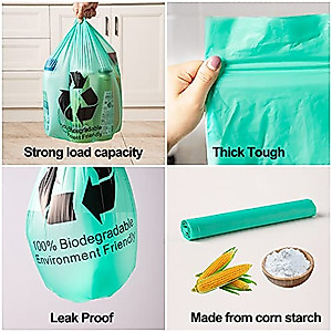 Eyliden 100% Compostable Trash Bags - 100 Count 30 Gallon(113L) Tall Kitchen Garbage Bags, Fallen Leaf Bag, Medium Wastebasket Bags for Yard Home Bedroom Office Indoor Outdoor Garbage Can