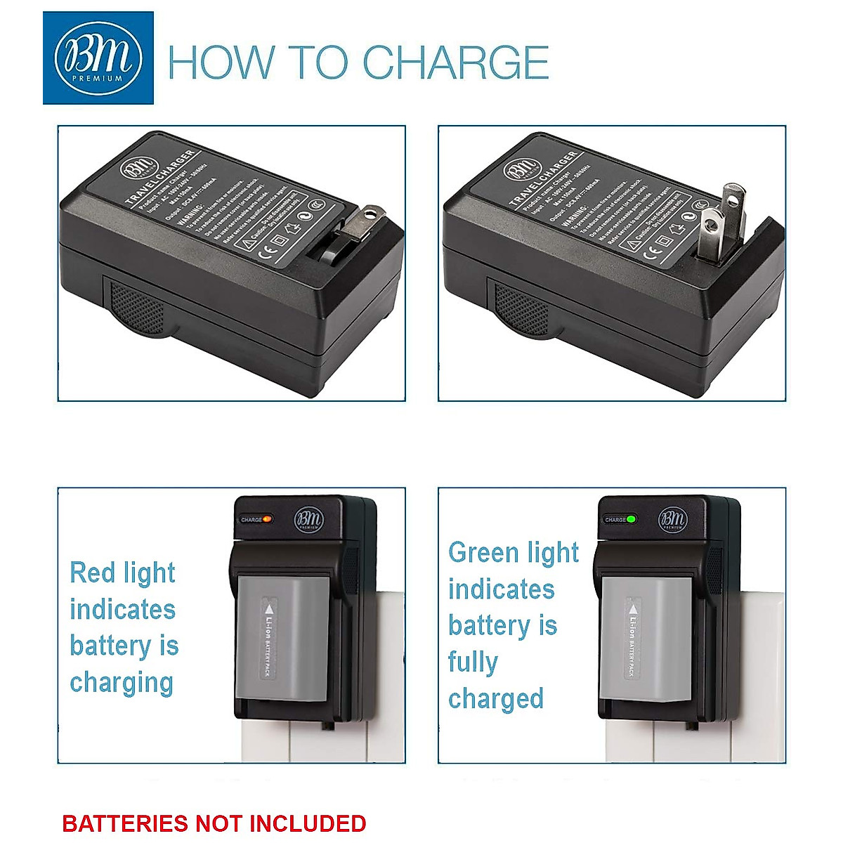 BM Premium NP-FH50 Battery Charger for Sony CyberShot DSC-HX1 DSC-HX100V DSC-HX200V HDR-TG5V DSLR A230 A290 A330 A380 A390 Digital Cameras (BC-TRV Replacement)