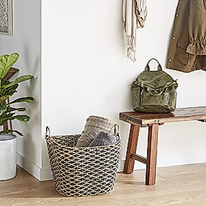 Deco 79 Seagrass Handmade Storage Basket with Handles, 21" x 18" x 18", Brown