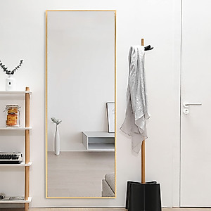 Natsukage Full Length Mirror Wall Mirror Full Length Mirror for Wall Hanging or Leaning Against Wall Dressing Mirror Body Mirror Aluminum Alloy Frame (44"x16", Gold)