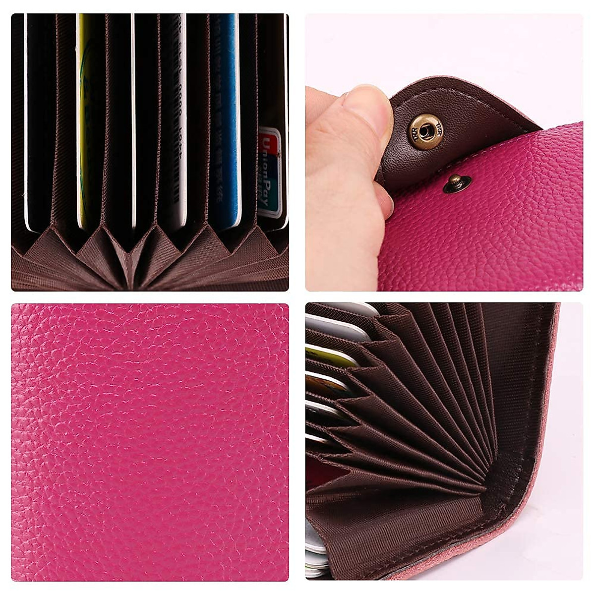 BRASS TACKS Leathercraft Full Leather Card Cases for Men Women 11 Card Position 10 Colors Small Women's Wallet (Purple)