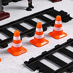 TOYANDONA 7Pcs Mini Traffic Cones, 1. 37 inch Play Traffic Signs Safety Cones Mini Road Signs Toy for Kids Street Signs Playset