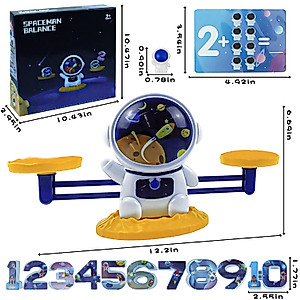 HT HONGTENG Balance Counting Cool Math Game for Kids - STEM Toys for 3 4 5 6 Year Olds Boys and Girls Educational Kindergarten -Astronaut Number Learning Material