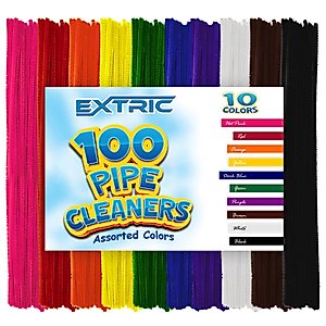 Pipe Cleaners- 100 Pc. Pipe Cleaner Assorted Colors 12” Chenille Stems, Pipe Cleaners Craft, Fuzzy Sticks Great Craft Supplies DIY Art & Craft Projects| 6mm x12 inch