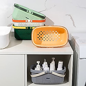 HAPPY MOTTE Plastic Portable Shower Caddy, Bathroom Shower Caddy Basket Tote With Handle For Collage Dorm Camp Travel Pink