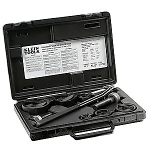 Klein Tools 53732SEN Knockout Punch Set with Wrench, Electrical Conduit Hole Cutter 1/2-inch to 2-inch