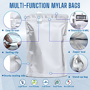 100 Pack Mylar Bags for Food Storage with 100x300cc Oxygen Absorbers - 9 Mil 10"x14" 6"x9" 4.3"x6.3" - Resealable Bags for Packaging Products & Ziplock Food Grade Bags for Storage