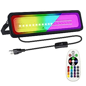 Indmird 50W UV+RGB Lights, Color Changing Lights, Black Light for Glow Party, RGB Flood Light, with Switch and Remote, for Garden Lighting, Stage Lighting, Holiday Parties, Aquariums, Halloween