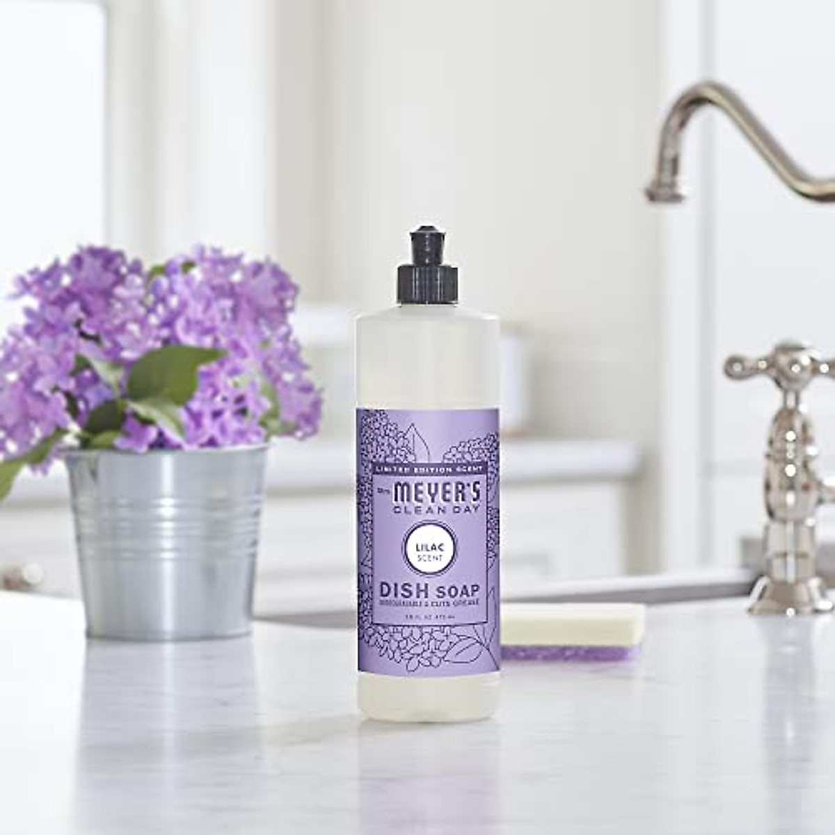 MRS. MEYER'S CLEAN DAY Liquid Dish Soap, Biodegradable Formula, Lilac, 16 fl. oz