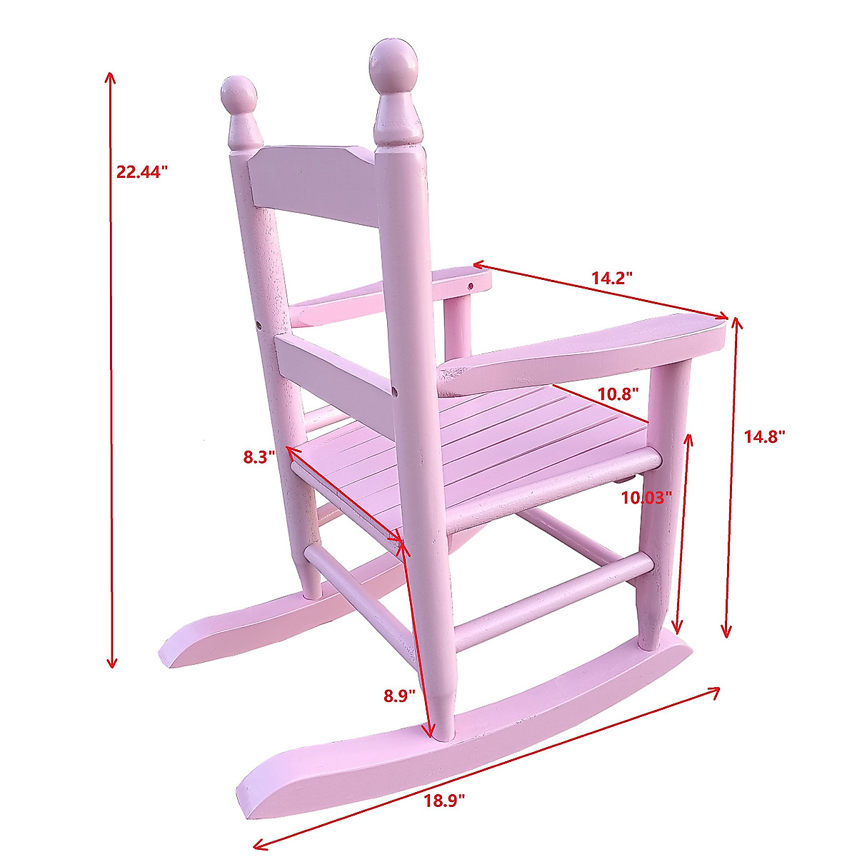 Goujxcy Kids Rocking Chair, Toddler Rocking Chair, Childrens Rocking Chair with Classic Rocker and Hardwood Construction, for Boys, Girls, Nursery, Indoor, Outdoor, Living Rooms, Bedrooms (Pink)