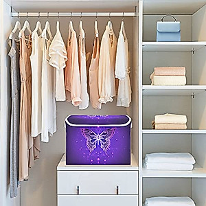 Shining Butterfly Large Storage Bins with Lid Collapsible Storage Bin Storage Cubes Rectangle Storage Bin for Home Laundry Room