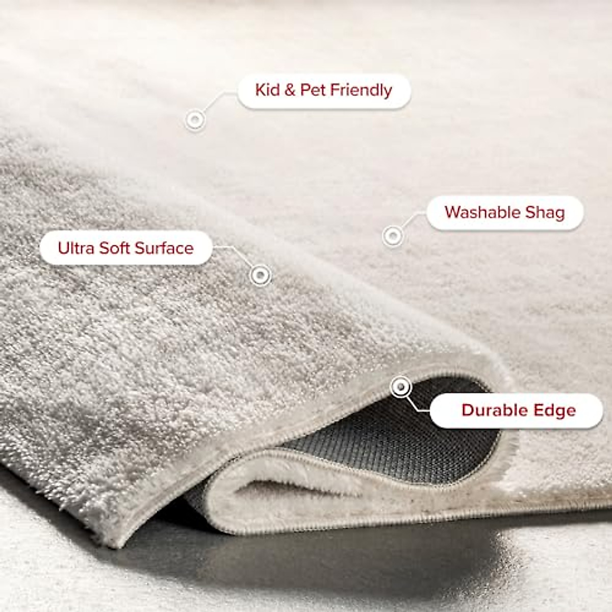 nuLOOM Loni Solid 8x10 Machine Washable Shag Area Rug for Living Room Bedroom Dining Room Nursery, White/Ivory