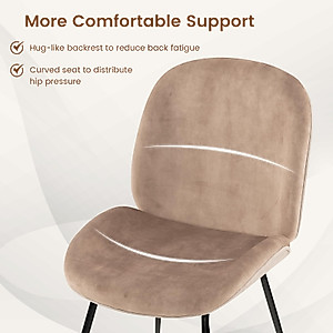 Giantex Dining Chairs Set of 2, Velvet Kitchen Chair Set with Metal Base, Max Load 330 Lbs, Armless Dining Side Chair with Padded Seat, Upholstered Modern Accent Dining Room Chairs