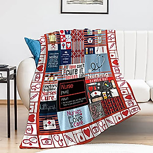 Nurse Blanket Nurse Gifts for Women RN Gifts Super Soft Sherpa Throw Blankets for Nurses Gifts for Nurses Women Nurse Practitioner Gifts 50x60 (Pink)