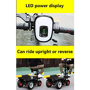 SwAcch Commercial Electric Products Platform Truck Motorized, Heavy Duty Table Cart Dolly, Pallet Truck Dolly, Large Capacity Foldable Rideable Electric Tow Tractor with Platform,1300lb