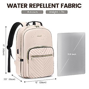 LOVEVOOK Laptop Backpack for Women 15.6 inch,Cute Womens Travel Purse,Professional Computer Bag,Waterproof Work Business College Teacher Bags Carry on with USB Port,Nude