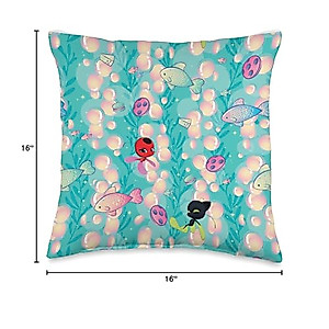 Miraculous Ladybug Aqua Summer Swim with the Kwamis Throw Pillow