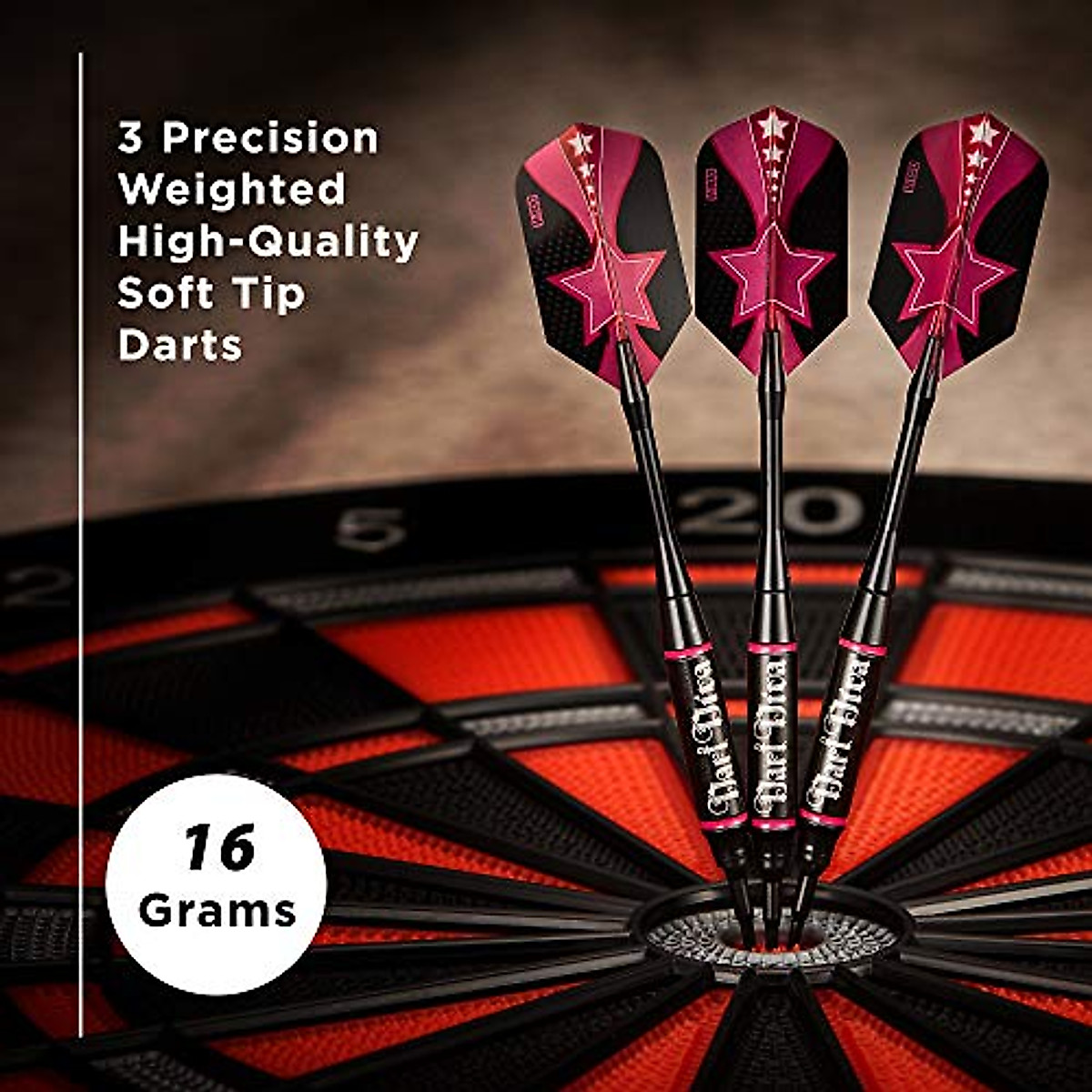 Viper Vanity Soft Tip Darts with Storage/Travel Case: Dart Diva, 16 Grams