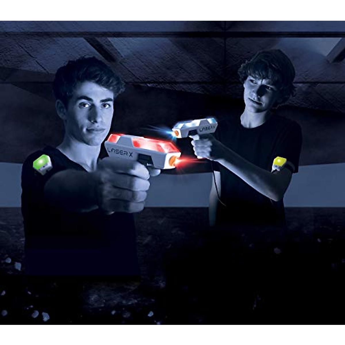 LASER X Two Player Laser Gaming Set, Multi, 2 Laser units with 2 Arms Receivers 100' Range
