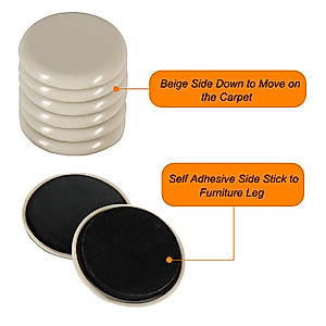 Furniture Sliders, 12pcs Furniture Movers 2 Inch Moving Pads Self Adhesive Gliders for Carpet and Hardwood Floors(Beige)