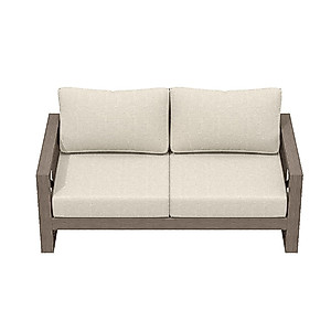 Amopatio Oversized Patio Furniture Aluminum Loveseat, All-Weather Outdoor 2 Seats Sofa Couch, Modern Metal Chair w/ 6.5 Inch Cushions, Beige