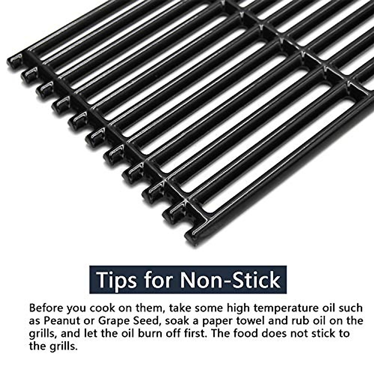 Hongso 18 1/4 inch Coated Cast Iron Grill Grates for Charbroil 463241013, 463241014, 466241013, 463243812, 466241014, 463270612, G526-0007-W1, Tru-Infrared 2 Burner Grills, PCB007