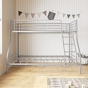Twin Over Full Metal Bunk Bed, Heavy Duty Bunk Beds for Bedroom, Metal Bed Frame with Ladders and Guard Rails, for Students Staff Dormitory