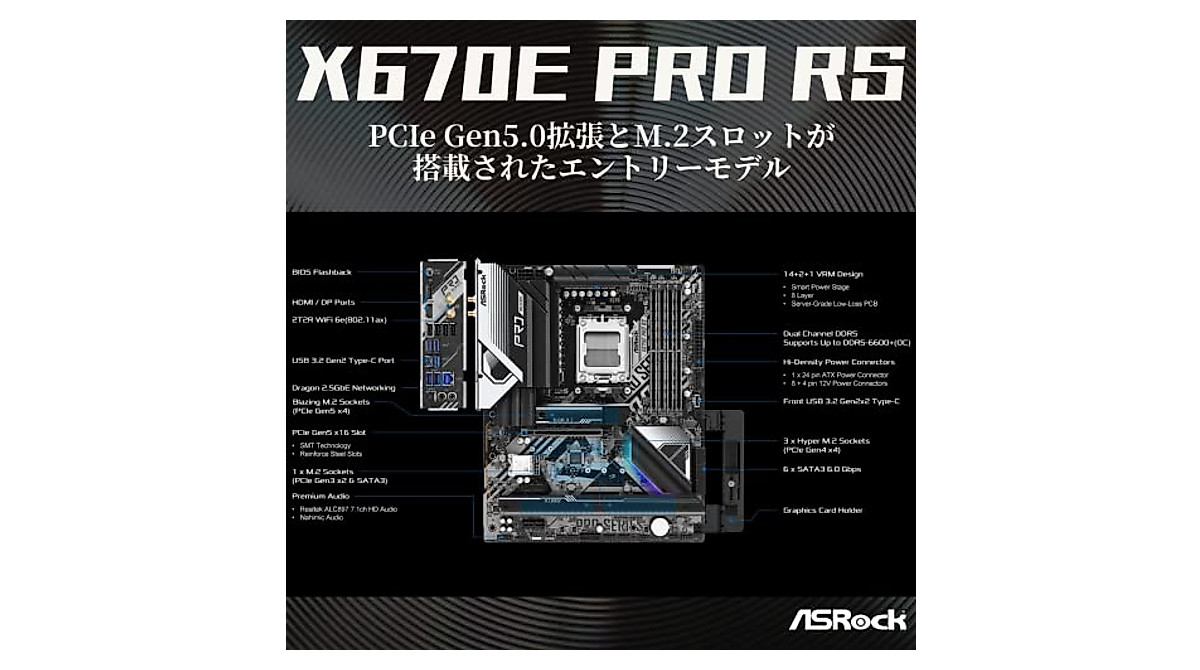 ASRock X670E PRO RS Motherboard for AMD Ryzen 7000 - High Performance