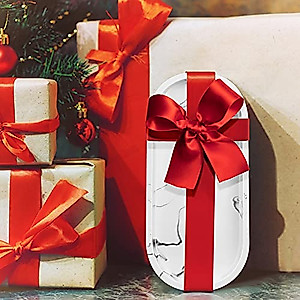 KENOBEE Jewelry Organizer Tray, Resin Bathtub Bathroom Catchall, Oval Cosmetic Vanity Decorative Storage Holder Jewelry Dish for Ring Bracelet Perfume Soap Shampoo Towel Tissues, Marble White