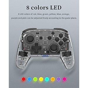 Switch Controller, Pro Controller for Switch/Switch Lite/Switch OLED, Adjustable Turbo, Vibration Motion, Gyro, Transparent