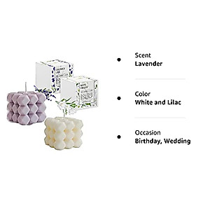 2PC Premium Floating Bubble Candle Gift Set | 100% Handmade Scented Soy Wax Candles | TikTok Bedroom Decor Aesthetic | Aromatherapy Decorative Candles | Wedding Decor | White(Freesia)+Lilac(Lavender)