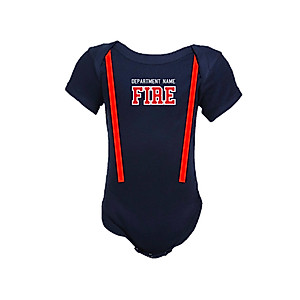 Fully Involved Stitching Firefighter Personalized Navy Baby Bodysuit (3 Months)