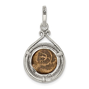 Ancient Coins Sterling Silver and Bronze Antiqued Widow's Mite Coin Pendant with a Certificate of Authenticity QQAC101