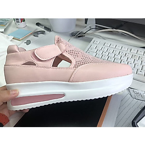 2023Women's Orthopedic Shoes,Casual Breathable Mesh Flat Sneakers,Round Toe Thick Heel Buckle Hook Loop Work Shoes (Black,10,10)