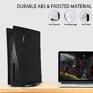 Faceplate for PS5 with Cooling Vents and Dust Filter DOBEWINGDELOU Face Plate Console Cover Replacement Side Plate Shell for PS5 Disc Edition Dustproof Accessories ABS Case Black
