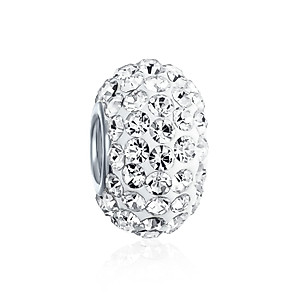 Bling Jewelry Christmas Holiday Solid Color Sparkle Red White Green Crystal Mix Bundle Set Of Three .925 Sterling Silver Charm Bead Fits European Charm Bracelet For Women Teens