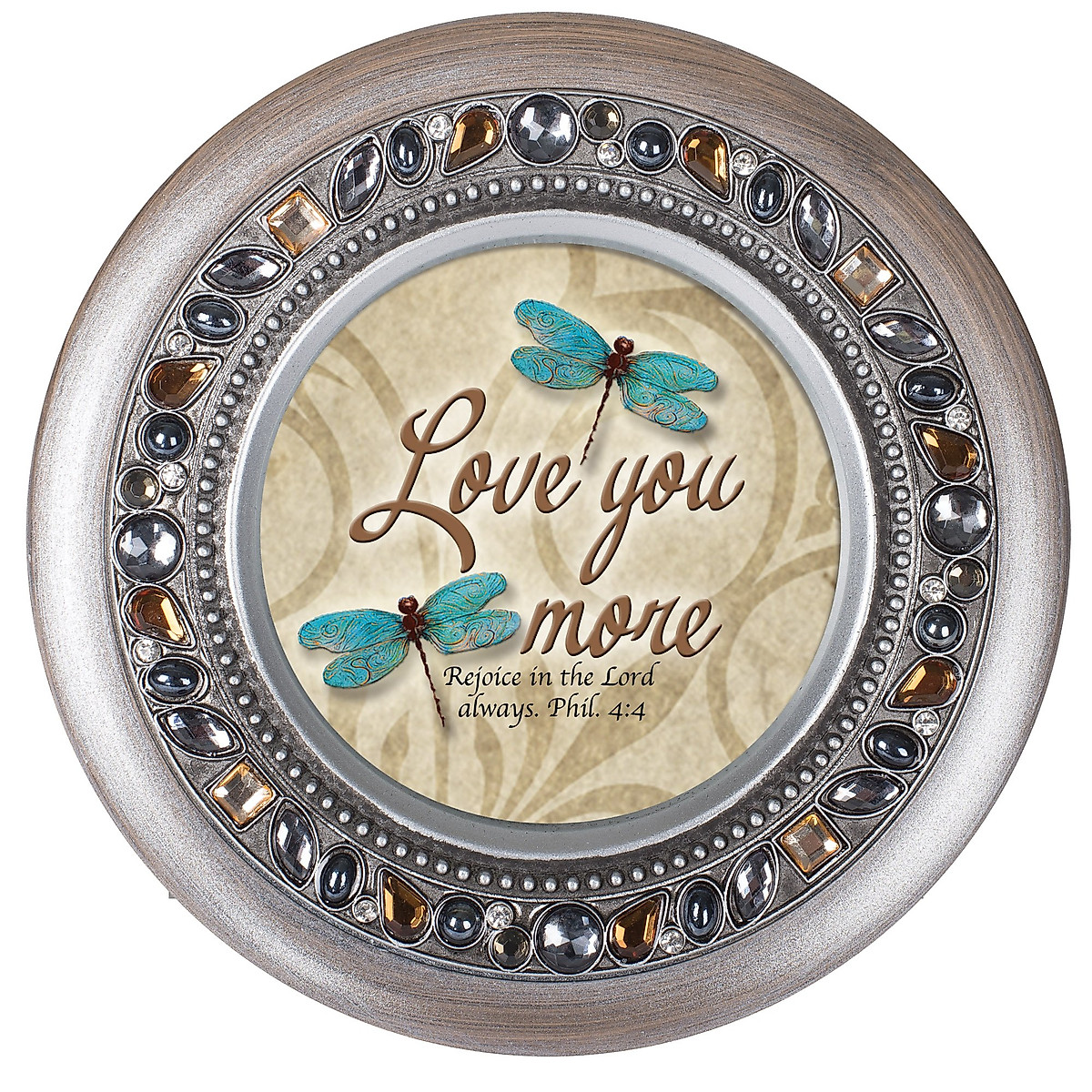 Cottage Garden Love You More Brushed Silvertone Jewelry Music Box Plays Amazing Grace