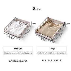 ERREJ Set of 5 Stackable Wardrobe Clothes Organizer, Clothes Organizer for Folded Clothes, Foldable Closet Organizers and Storage Pull Out Drawer for Jeans, Trousers, Sweaters, T-Shirt