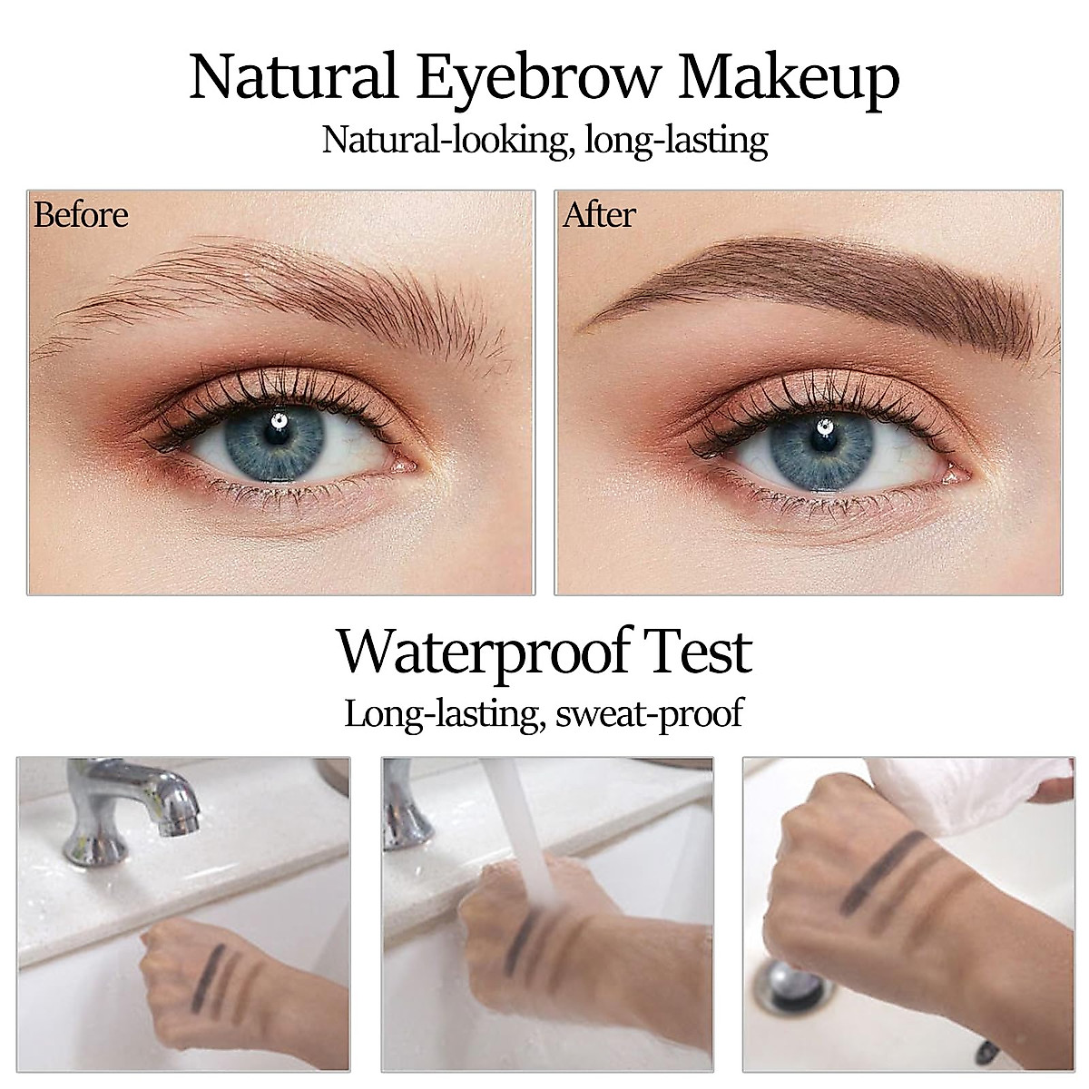 Jutqut Eyebrow Powder Makeup Kit, 3 Colors Eye Brow Tinted Powder Palette, Dark/Light Brown Brow Powder Filler to Shape Natural Eyebrows, Long-Lasting Waterproof Eyebrow Makeup Kit -Set 02