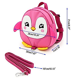 Hipiwe Baby Toddler Walking Safety Backpack Little Kid Anti-lost Travel Bag Harness Reins Cute Penguin toddler bookbag Mini Backpacks with Safety Leash for Baby Boys Girls