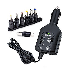 CyberPower CPUDC1U2000 Universal Power Adapter, 2.1 Amp/2000mA, USB Charge Port, 7 Adapter Tips, DC Plug, 5ft Power Cord Black