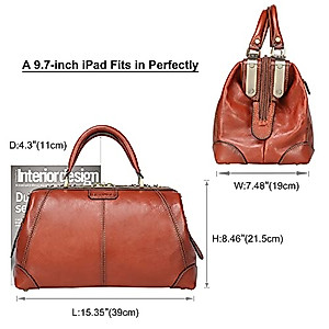 Banuce Fashion Full Grain Italian Leather Doctor Bag Purses and Handbags for Women Ladies Satchel