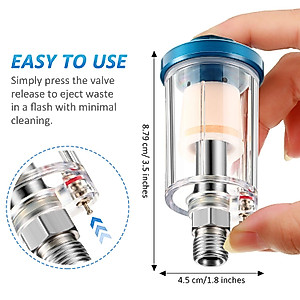 3 Pcs Compressed Air Filter Water Oil Separator 1/4 Inch NPT Inlet and Outlet Airbrush Filter Moisture Separator for Air Line Compressor Fitting, 90 PSI