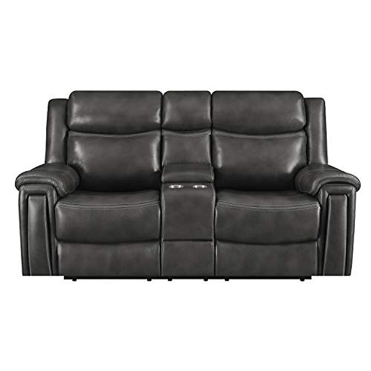 Coaster Furniture Shallowford Upholstered Reclining Power Headrest Loveseat with Console Hand Rubbed Charcoal Love Seats 609322PP