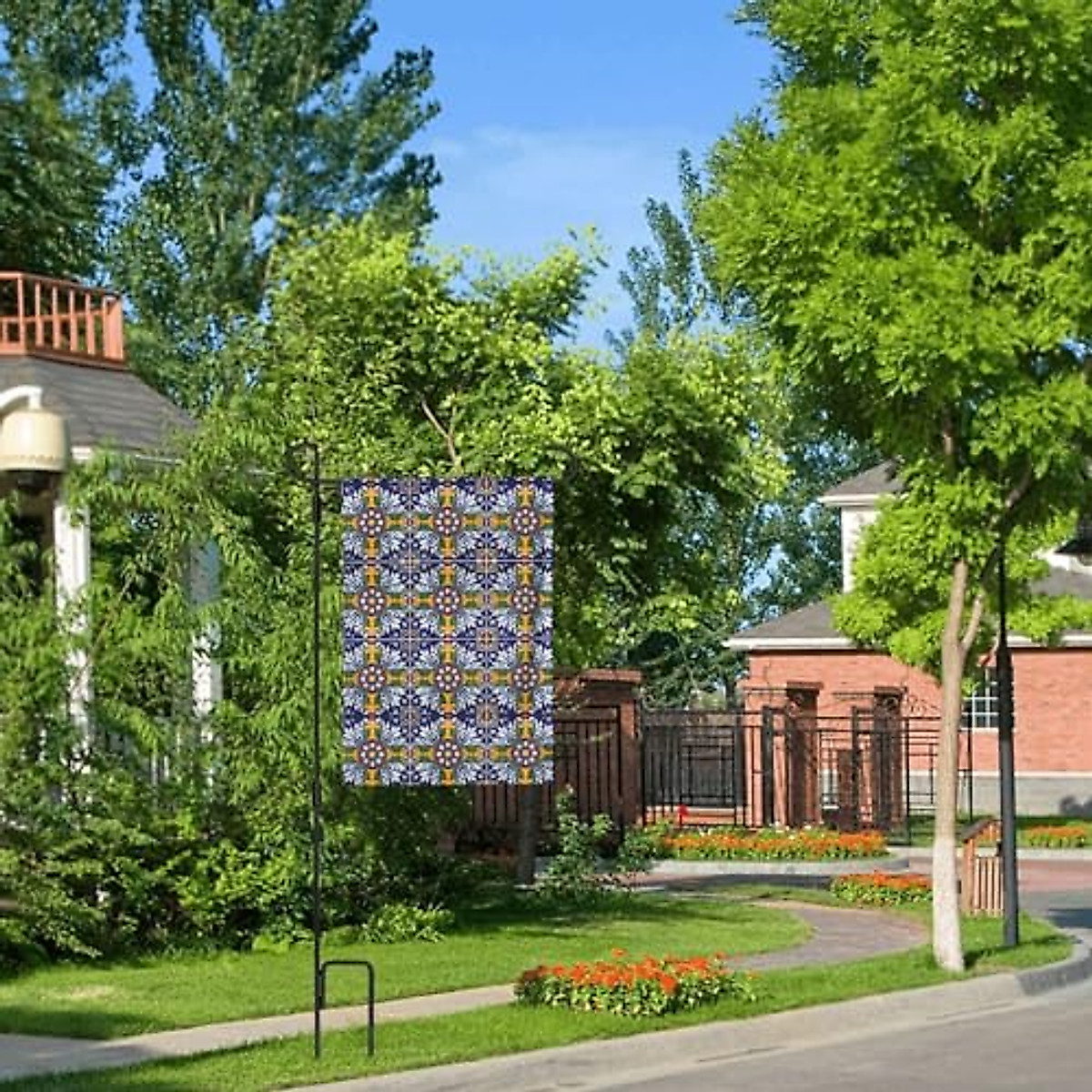 Mexican Talavera Tile Pattern Garden Flag - Vibrant Double Sided Garden Flag - Yard Decorating Flag Garden Flag Decoration - Outdoor Flag Decorator'S Favorite