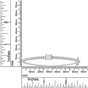 SAVEARTH DIAMONDS 1 5/9 Carat Emerald & Round Cut Lab Created Moissanite Diamond Tennis Bangle Bracelet For Women In 14K White Gold Over Sterling Silver Size : 8 (VVS1 Clarity, 1.55 Cttw)
